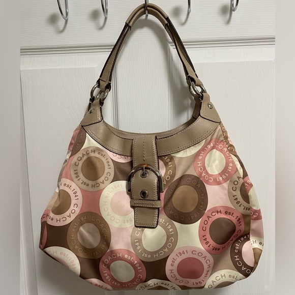 Coach | Bags | Coach Vintage Multicolor Circle Pattern Shoulder Bag ...